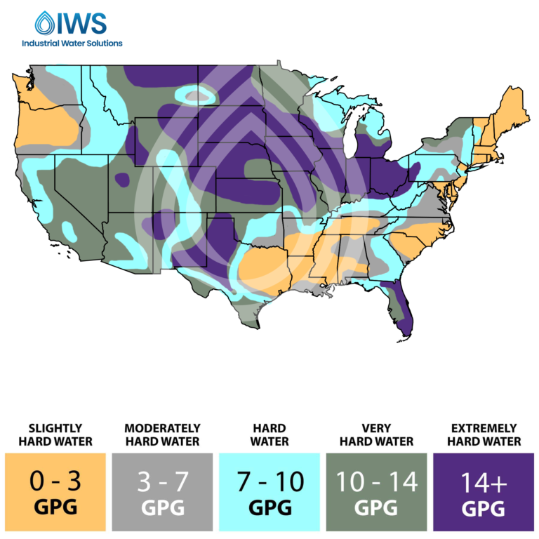 Hard Water Levels Map for the United States | Industrial Water Solutions